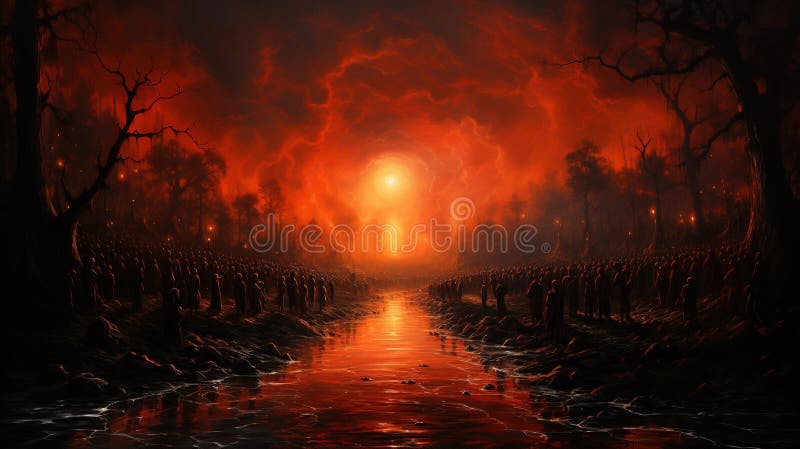 Journey To the Deepest and Darkest Circle of Hell Stock Illustration - Illustration of snow ...