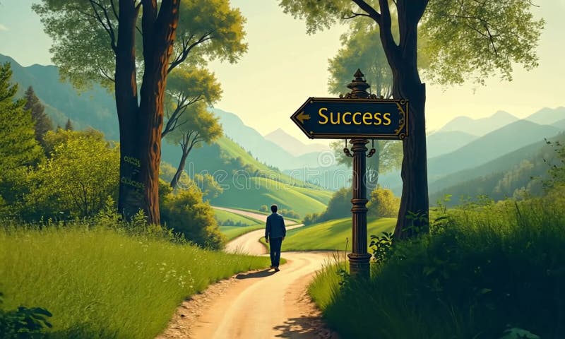 A Man Walks the Path of Success, Each Step Marking His Commitment To ...