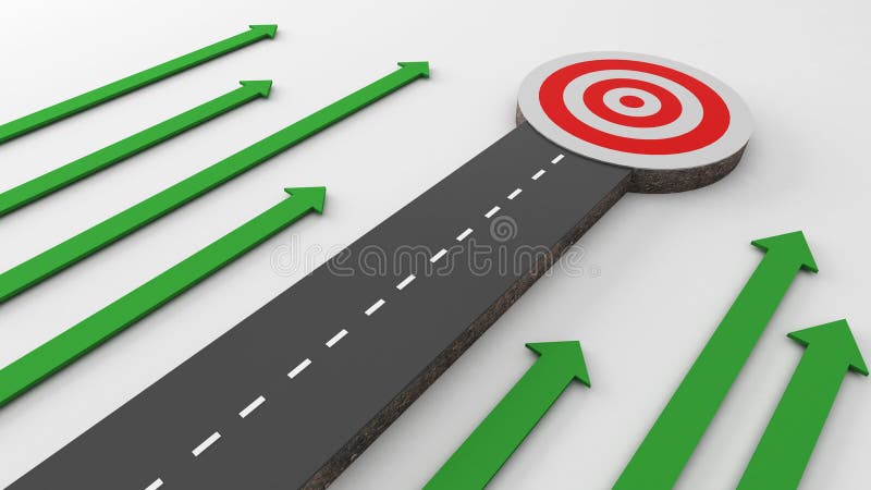 Journey To the Goal , the Road To Success. ,3d Rendering Stock ...