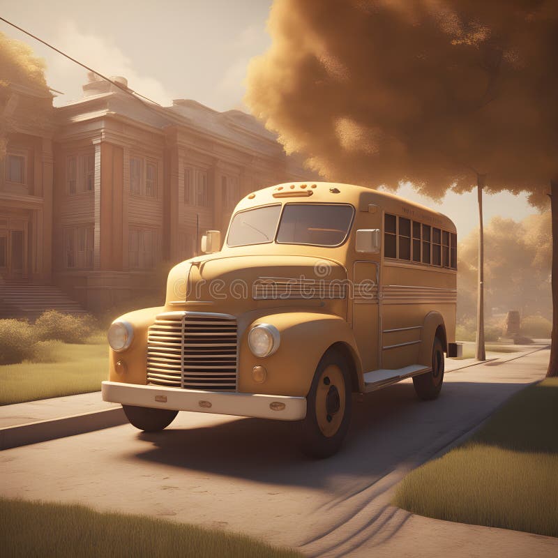 On the Journey To Learning: School Bus Scene Stock Illustration ...
