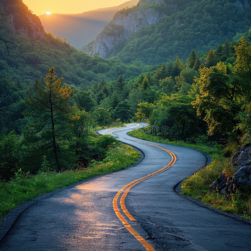 Journey To Success: a Winding Road of Determination, Stock Illustration ...