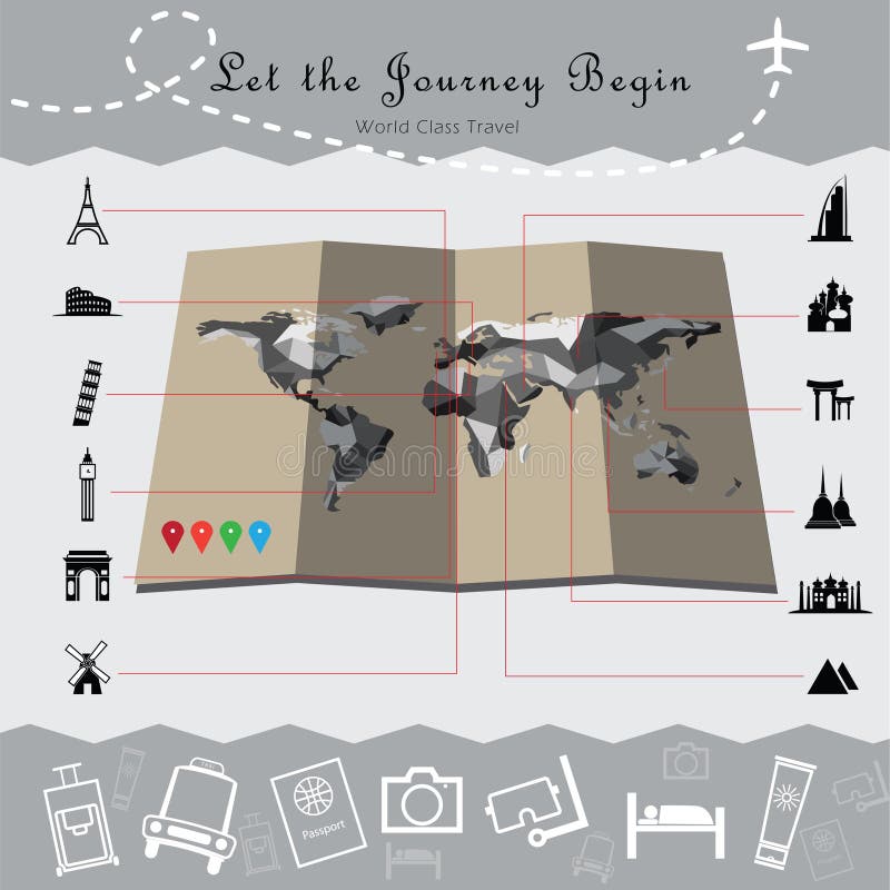 Journey World Landmark Poster Stock Vector - Illustration of ...