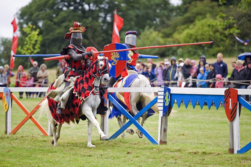 Medieval knights jousting stock image. Image of living - 3285491