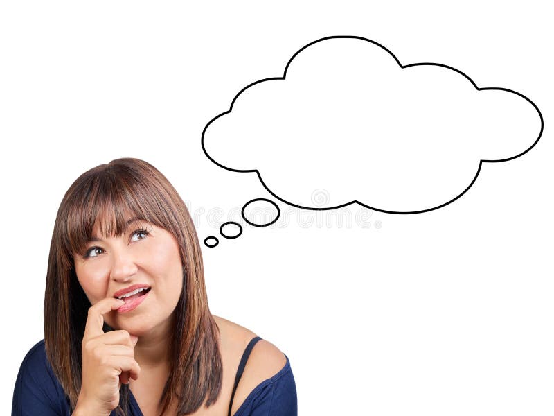 Joven Pensando Con Burbujas En Blanco Aisladas En Blanco Imagen de ...