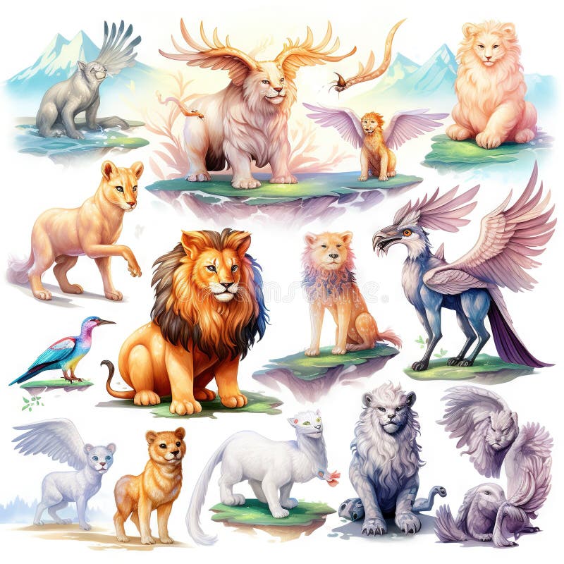 Joy Animals Clip Art Set Made with Generative AI Illustration Stock ...