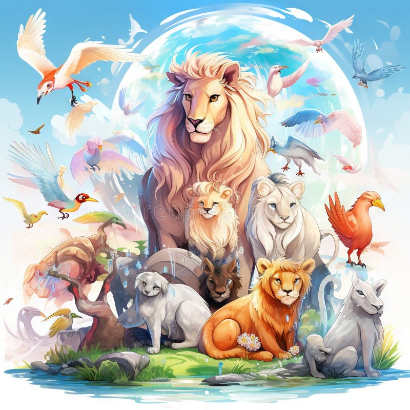 Joy Animals Clip Art Set Made with Generative AI Illustration Stock ...