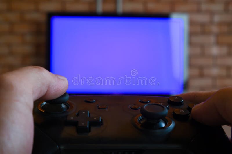 Joy Controller and the TV Screen without Signals from the Video Game ...