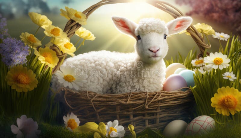 The Joy of Easter. a Fluffy Surprise Stock Illustration - Illustration ...