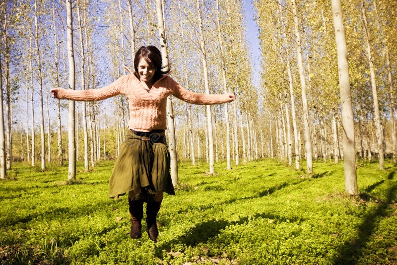 Joy in the forest stock photo. Image of autumn, optimism - 7265834