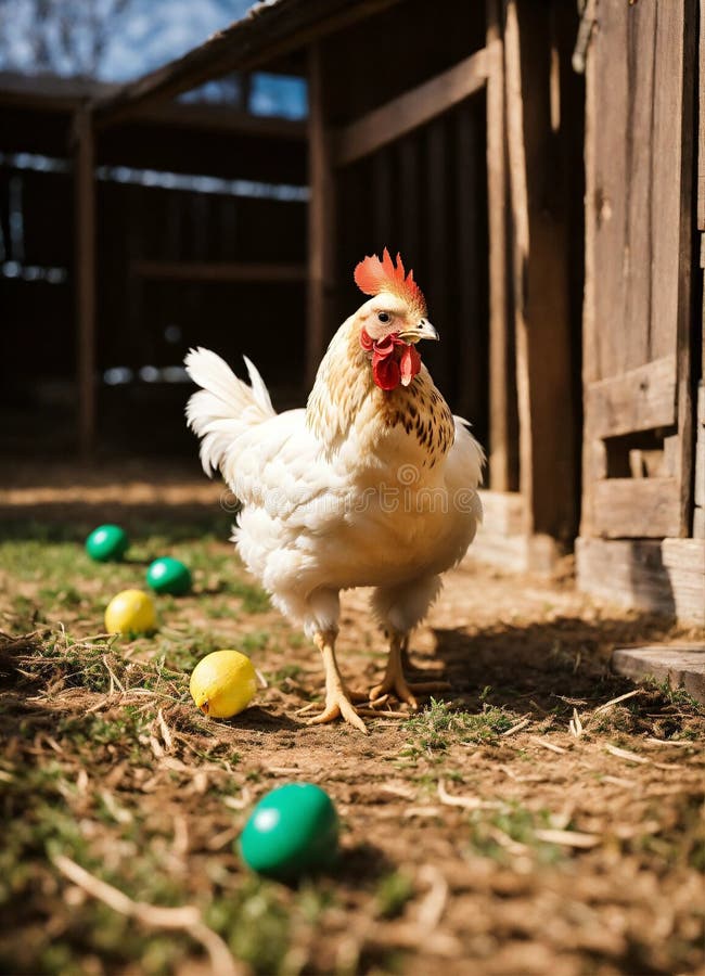 The Joy of Having Chicken in a Yard Stock Illustration - Illustration ...