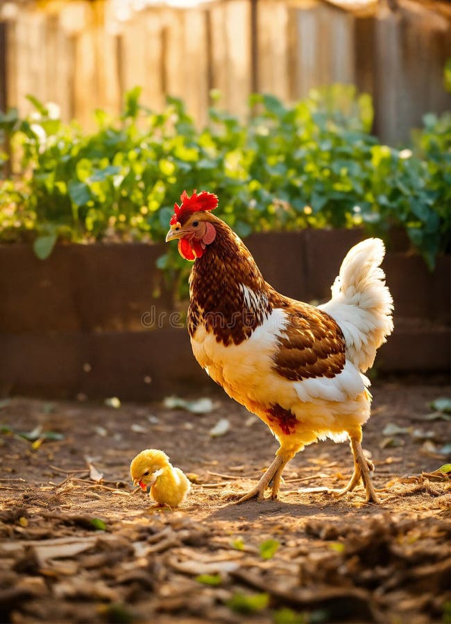 The Joy of Having Chicken in a Yard Stock Illustration - Illustration ...