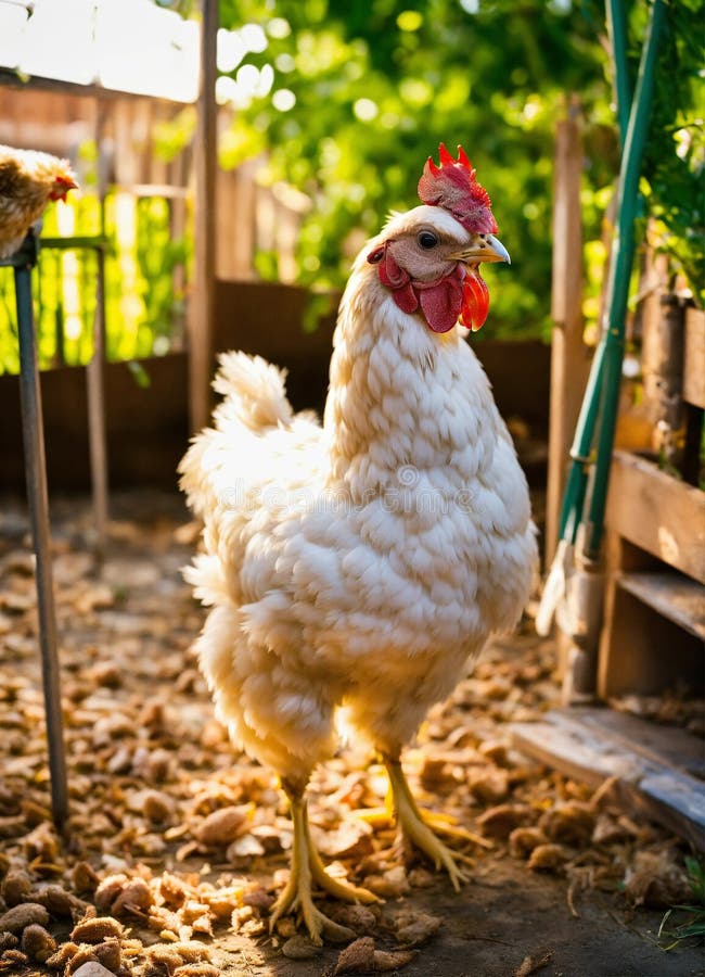 The Joy of Having Chicken in a Yard Stock Illustration - Illustration ...