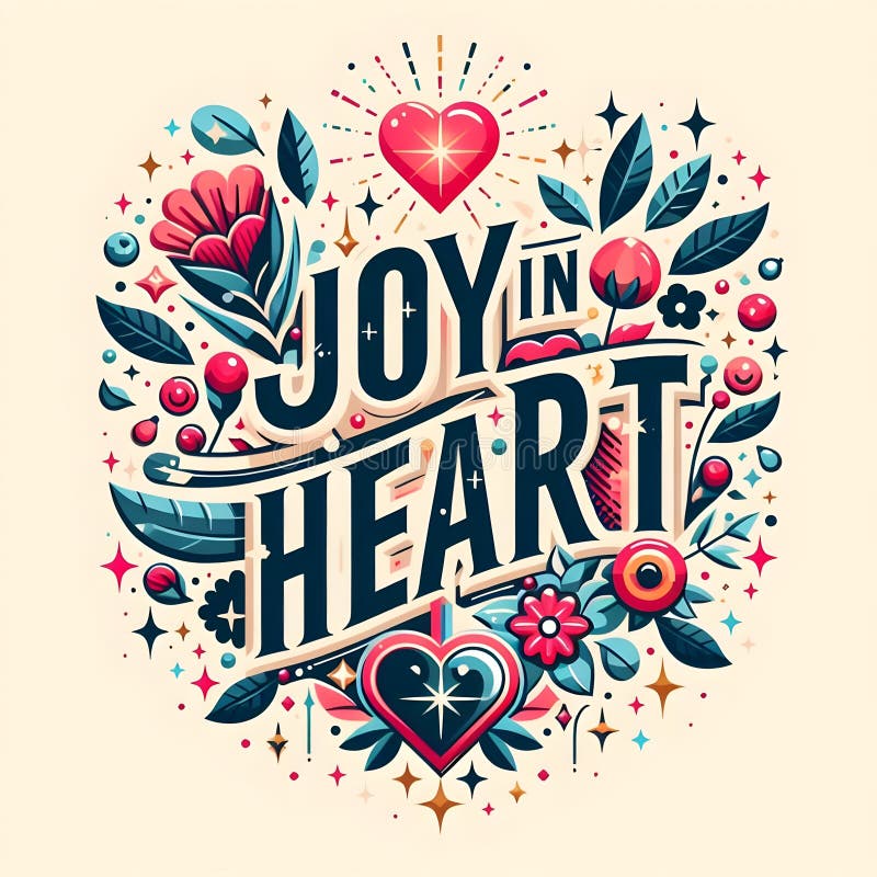 Joy in Heart, Text Love , Typography. Stock Illustration - Illustration ...