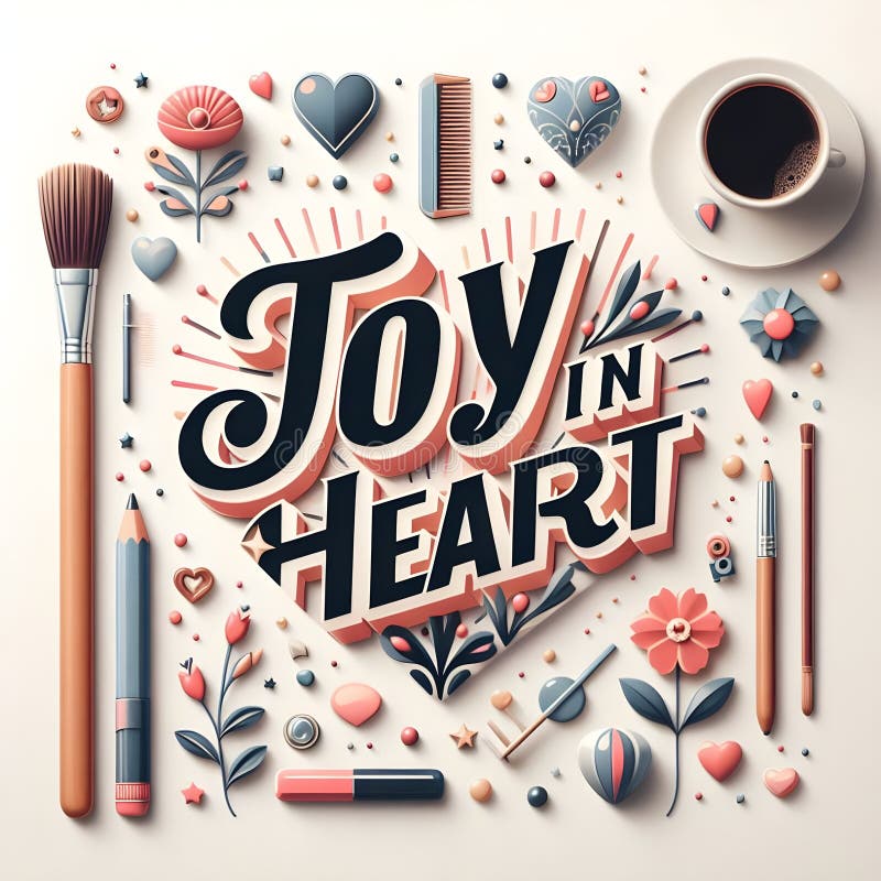 Joy in Heart, Text Love , Typography. Stock Image - Image of love ...