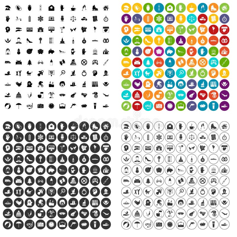 100 Joy Icons Set Vector Variant Stock Vector - Illustration of ...
