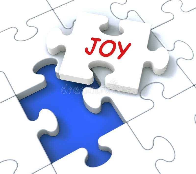 Joy Puzzle Shows Cheerful Joyful Fun Happy and Enjoy Stock Illustration ...