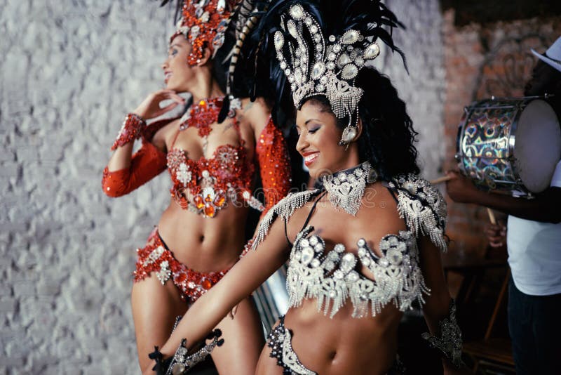 For the Joy of Samba. Two Beautiful Samba Dancers Performing in a Carnival. Stock Photo - Image ...