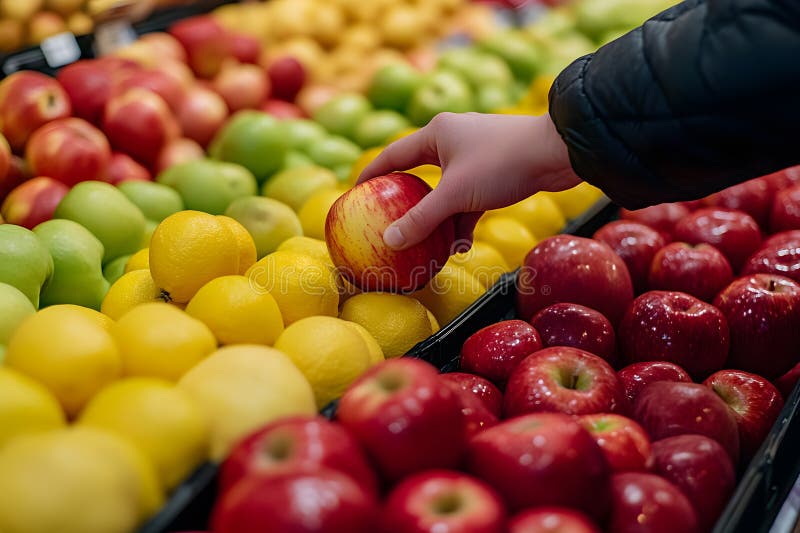 The Joy of Selection: Hand Reaching for a Fresh Apple Stock ...
