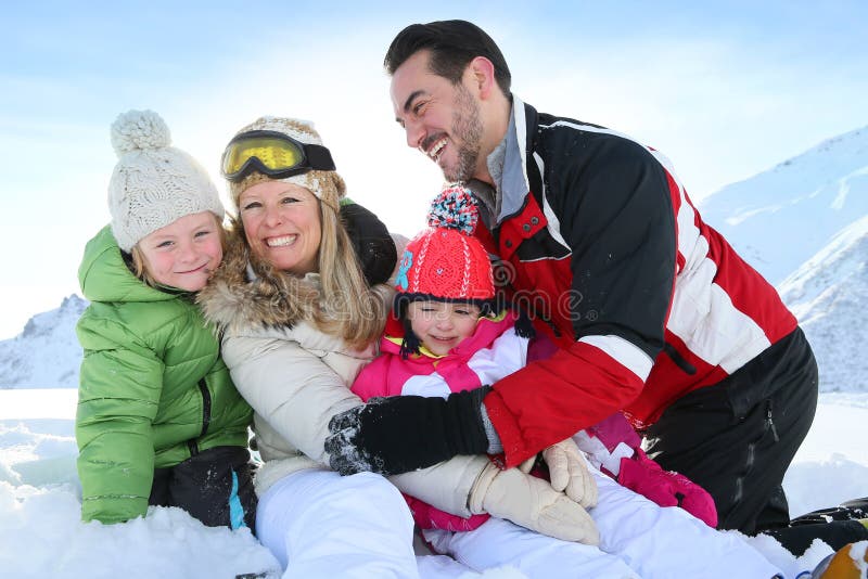 Joy in the snow stock photo. Image of vacation, children - 50002498