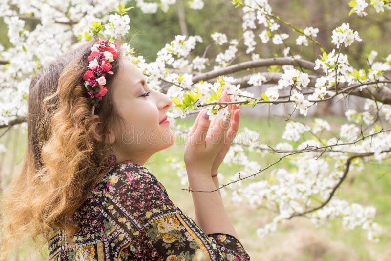 The joy of spring. stock image. Image of woman, march - 53857257