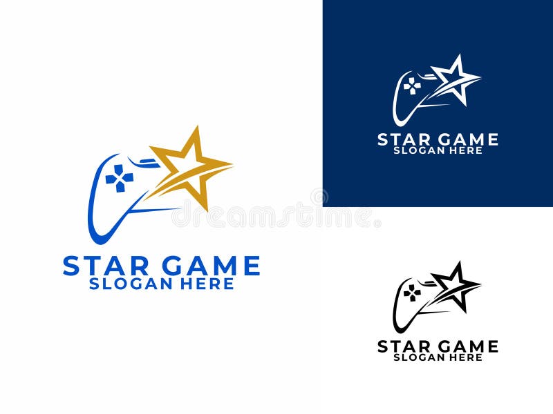 Joy Stick with Golden Star Logo Design Icon. Game Stars Logo Design ...
