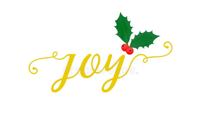 Joy Text Design with Elegant Typography and Christmas Berry on Tip ...