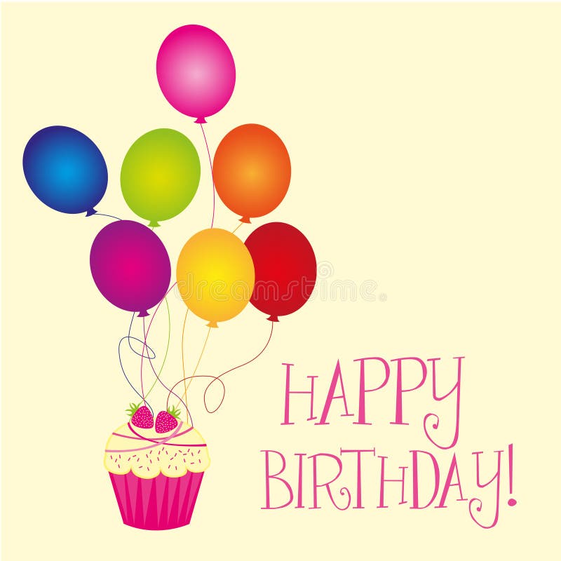Calibre De Carte De Joyeux Anniversaire De Ballons Illustration de ...