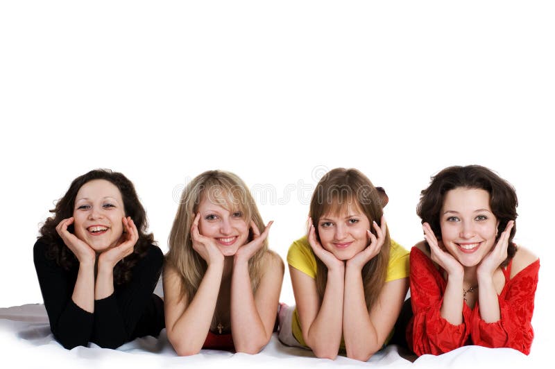 Joyeux Anniversaire. Quatre Amies Ont L'amusement Photo stock - Image ...