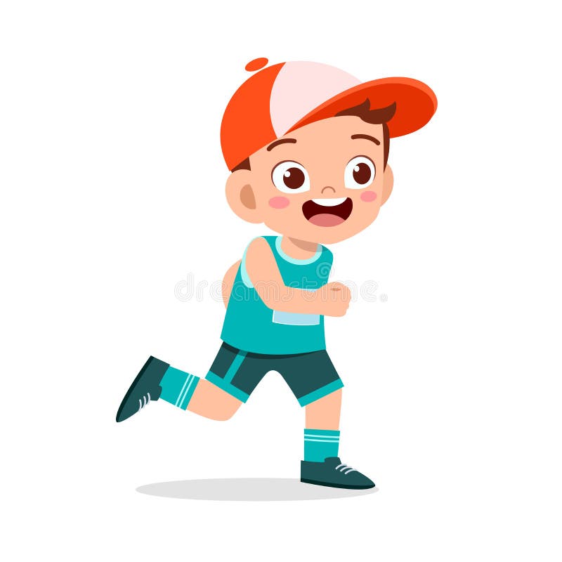 Joyeux Gamin Train De Courir Marathon Jogging Illustration de Vecteur ...