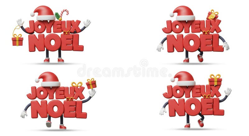Joyeux Noel Character Variations Stock Illustration - Illustration of ...
