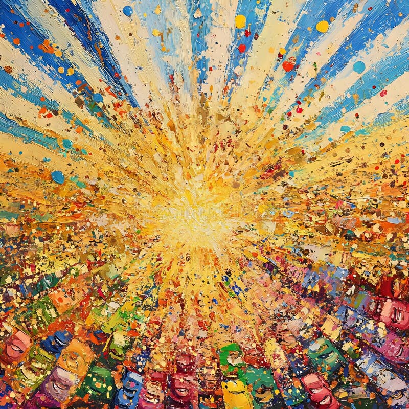 Joyful Abstract Artwork with Bright Colors and Flowing Shapes Stock ...