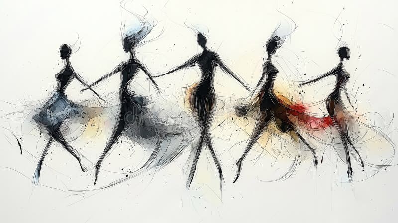 AI Generated. Joyful Abstract Dancers Celebrating Movement Stock ...