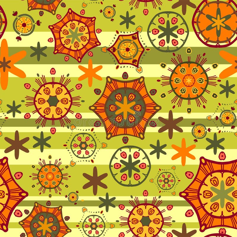 Joyful Abstract Pattern. Bright Seamless Vector with Different Orange ...