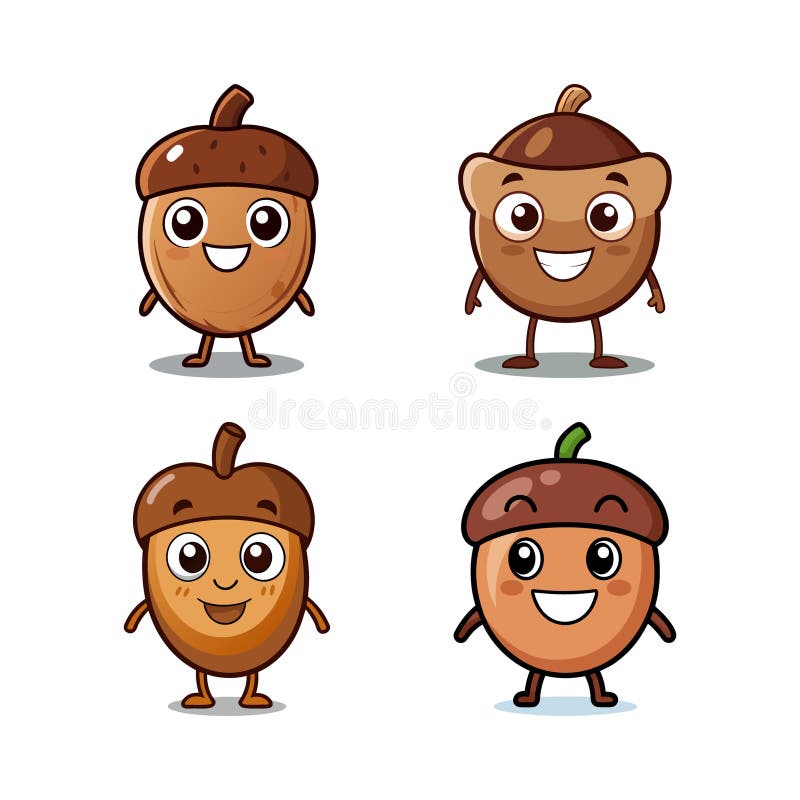 Joyful Acorn: Cartoon Nut Character Stock Vector - Illustration of ...