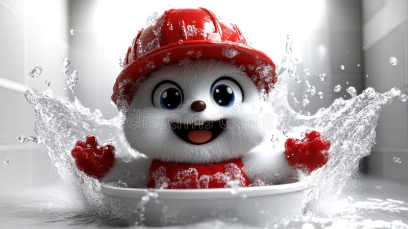 Joyful Animal Bath Splash stock illustration. Illustration of foam ...