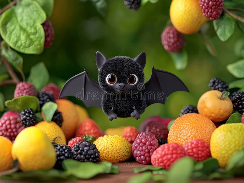 A Joyful Animated Bat Soaring through a Lively Forest Teeming with ...