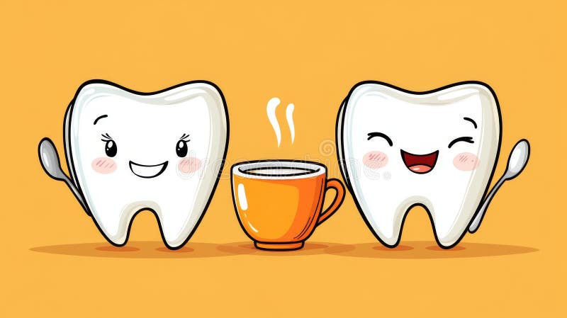 Joyful Animated Characters Featuring Charming Teeth and Colorful Drinks ...
