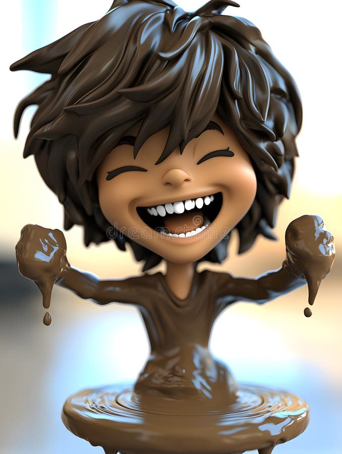 Joyful Animated Child Covered in Chocolate Stock Illustration ...