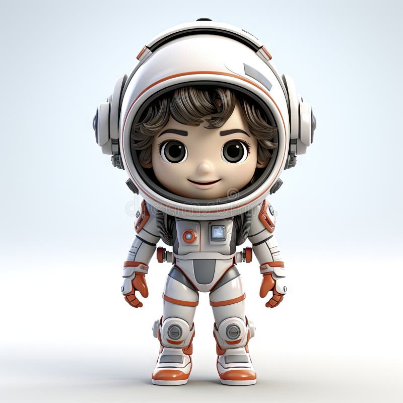 Joyful Animated Young Girl Astronaut Floating in Zero Gravity. Stock ...