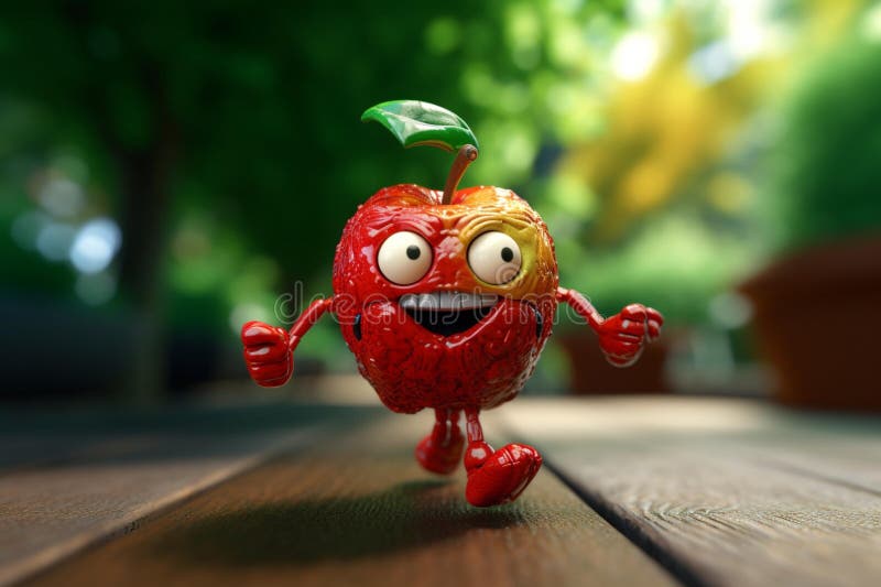 Joyful Apple Dancing with Animated Brilliance Stock Illustration ...