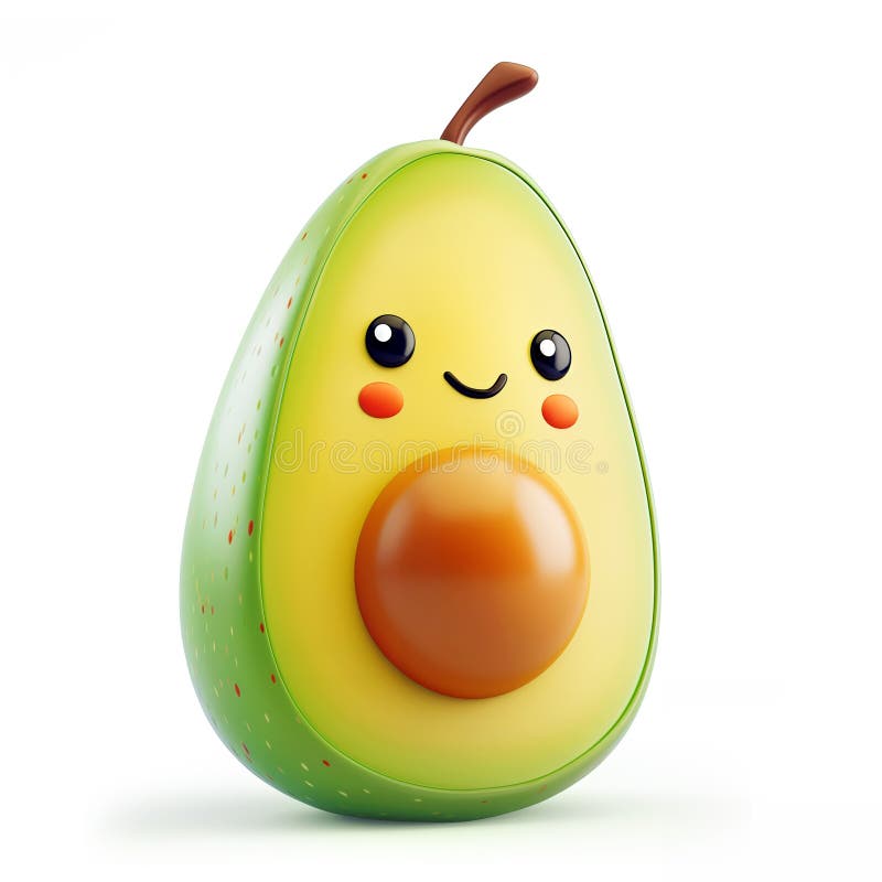 Joyful Avocado Character Standing on White Stock Illustration ...