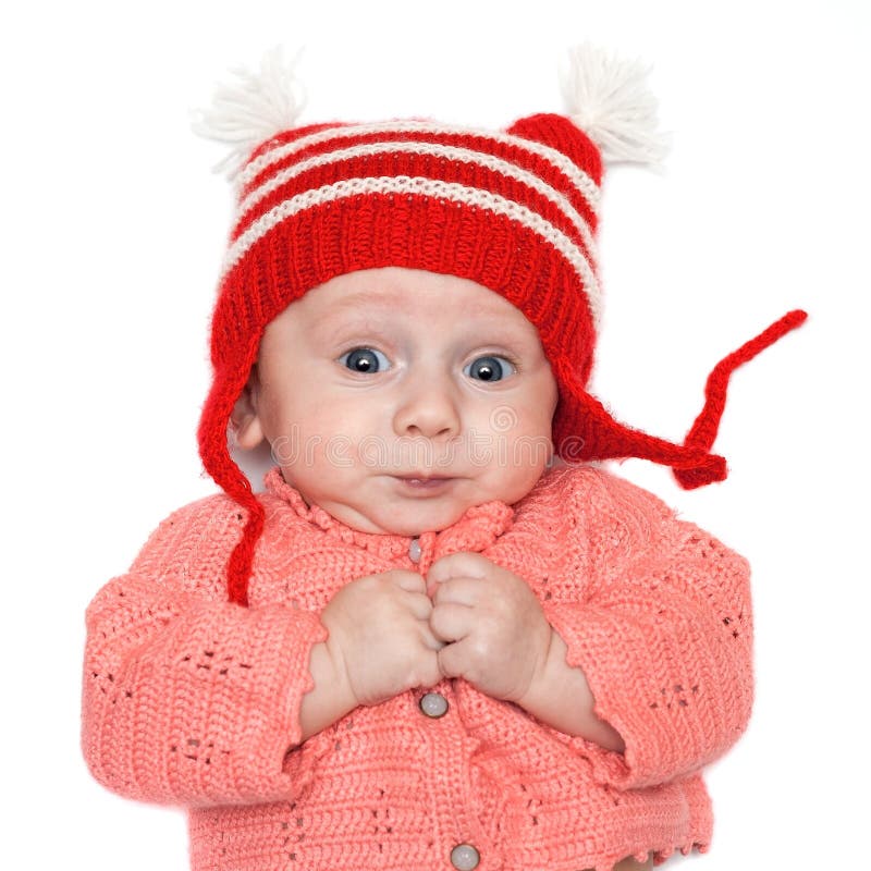 Joyful baby in a hat stock photo. Image of childhood - 25202626
