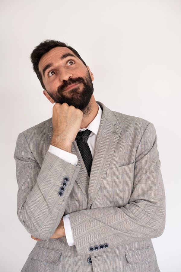 Joyful Bearded Man Got Idea Stock Image - Image of genius, happy: 254704363