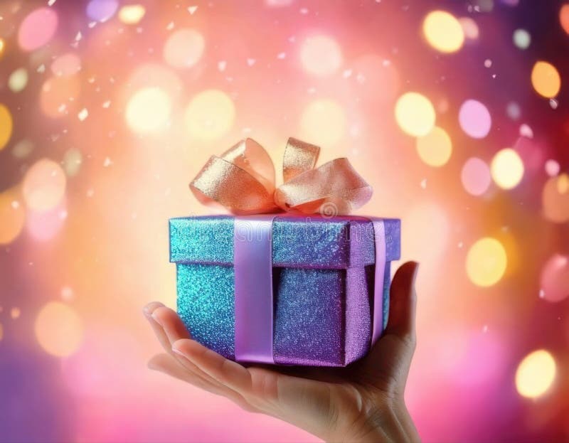 Joyful Birthday Celebration Postcard with a Present Box Stock ...