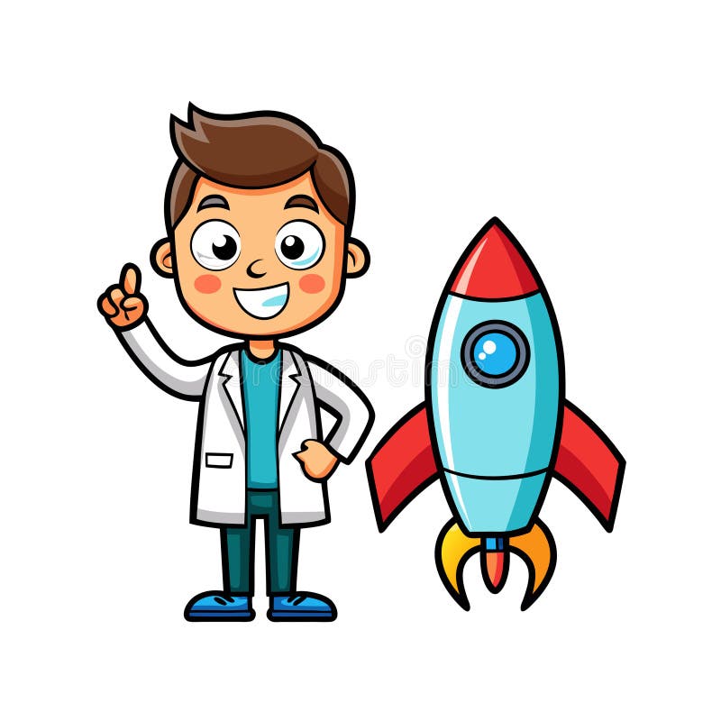 Joyful Boy Aspiring Rocket Scientist Stock Vector - Illustration of ...