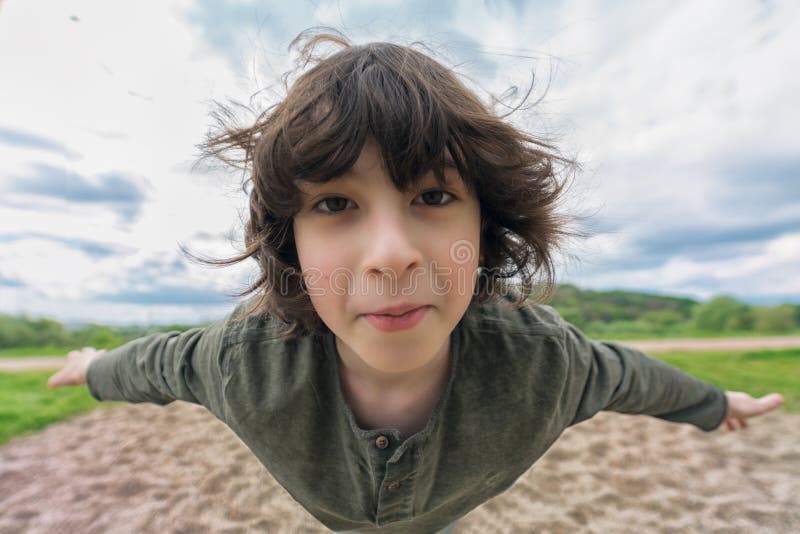 Joyful Boy in Flight Levitation Effect. Stock Photo - Image of happy ...