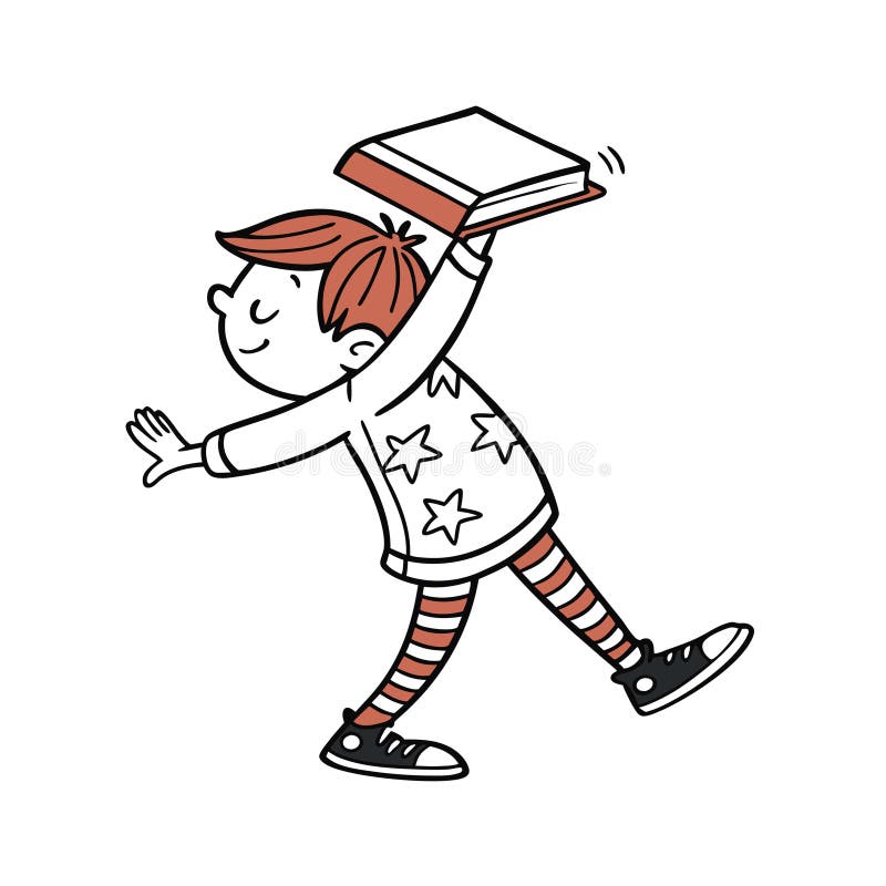 Joyful Boy with Hair Tuft stock illustration. Illustration of adventure ...