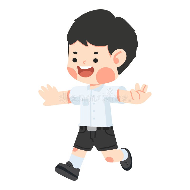 Joyful Boy Running To School Stock Illustration - Illustration of ...