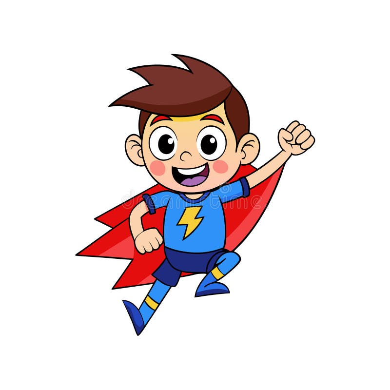 Joyful Boy Wearing Superhero Cape Stock Vector - Illustration of ...