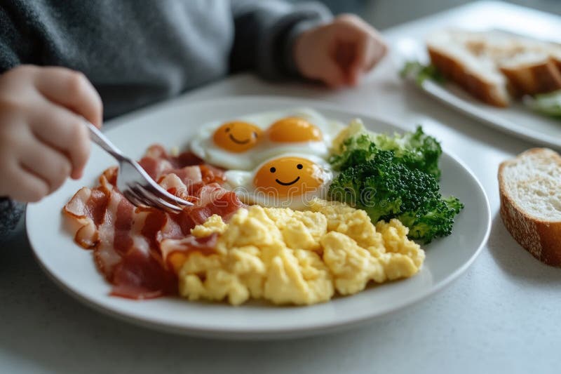 A Joyful Breakfast Features Two Sunny-side-up Eggs with Smiley Faces ...